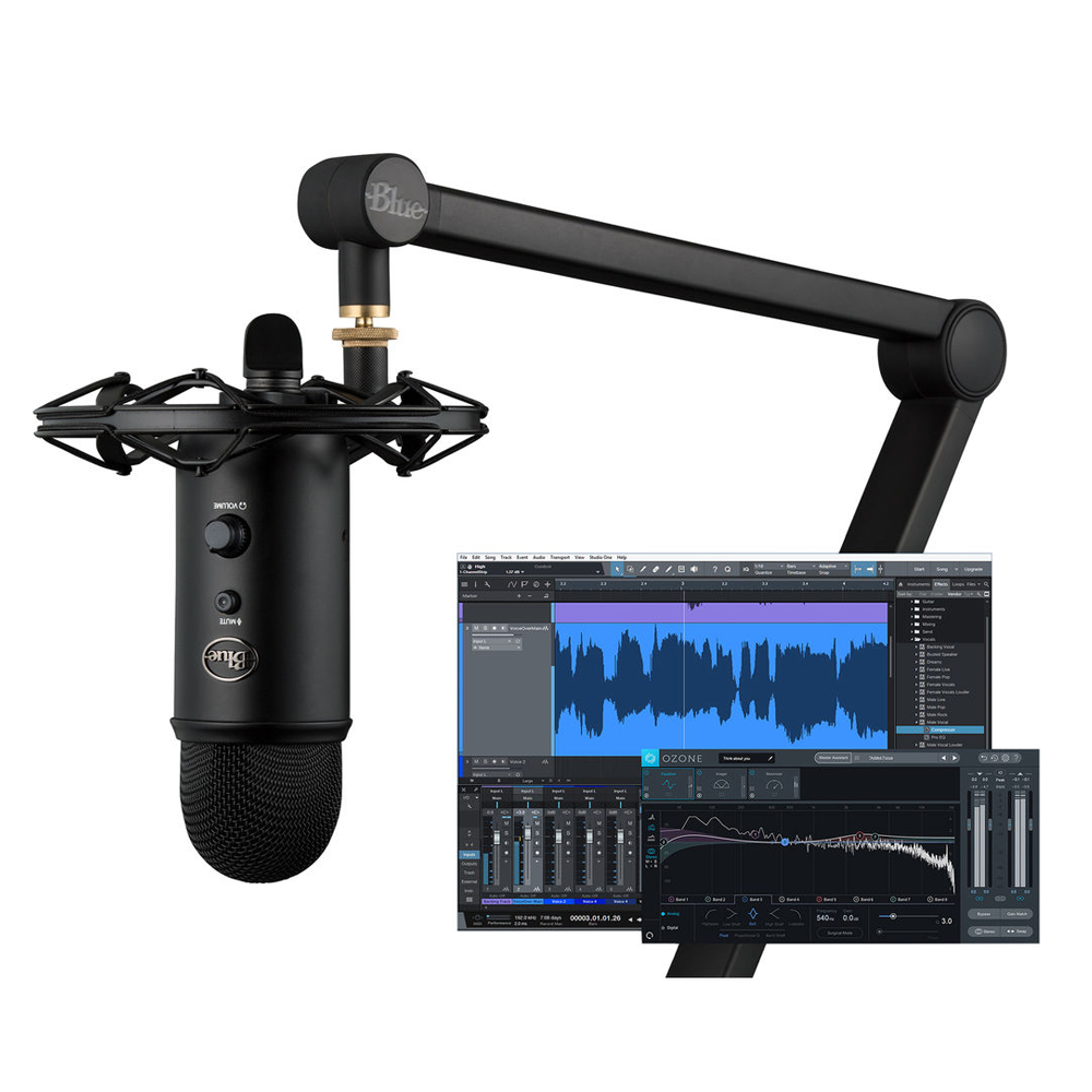 MICROPHONE BLUE YETI CASTER BUNDLE USB BLACKOUT - watanimall