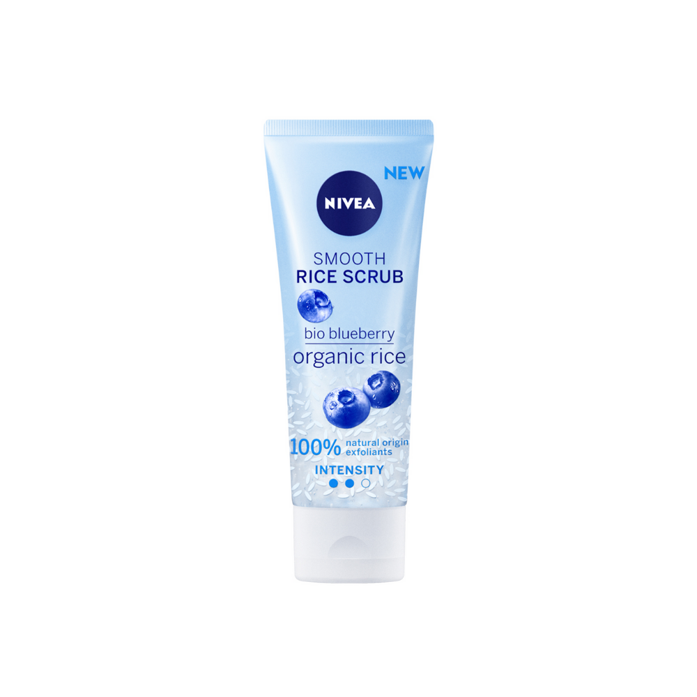 NIVEA SMOOTH RICE SCRUB BIO BLUEBERRY & ORGANIC RICE 75G - watanimall