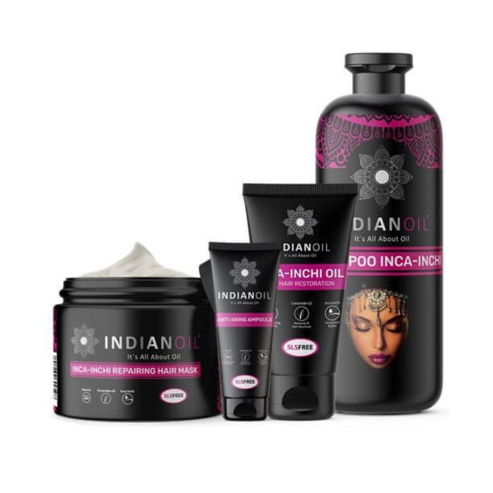 KIT INDIAN OIL 4PCS SHAMPO 1000ML+MASK500+SERUM75+AMPOULE20 - watanimall