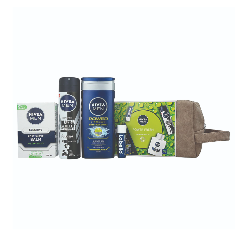 NIVEA MEN GROOMING KIT FRESH POWER SET 4 ITEMS WITH BAG - watanimall