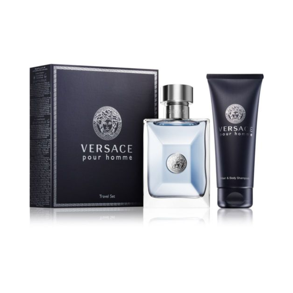 VERSACE POUR HOMME MEN TRAVEL SET EDT 100ML+ SHAMPOO 100ML - watanimall