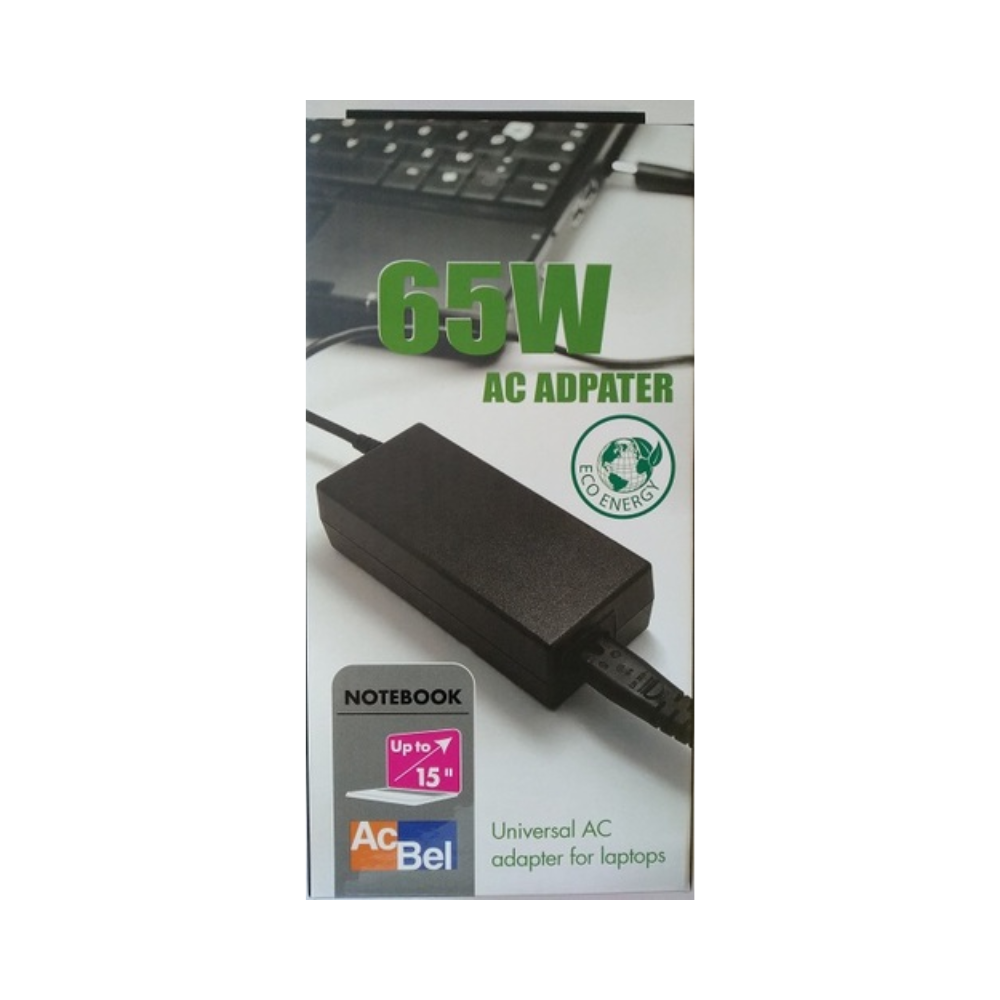 UNIVERSAL AC ADAPTER FOR LAPTOPS ACBEL 65W UP TO 15" - watanimall