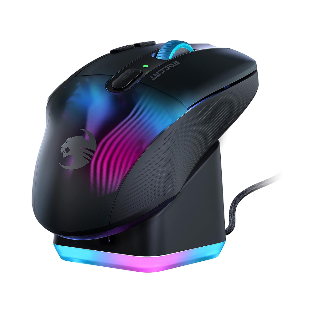 MOUSE ROCCAT KONE XP AIR BLACK WIRELESS WITH CH DOCK BLACK - watanimall