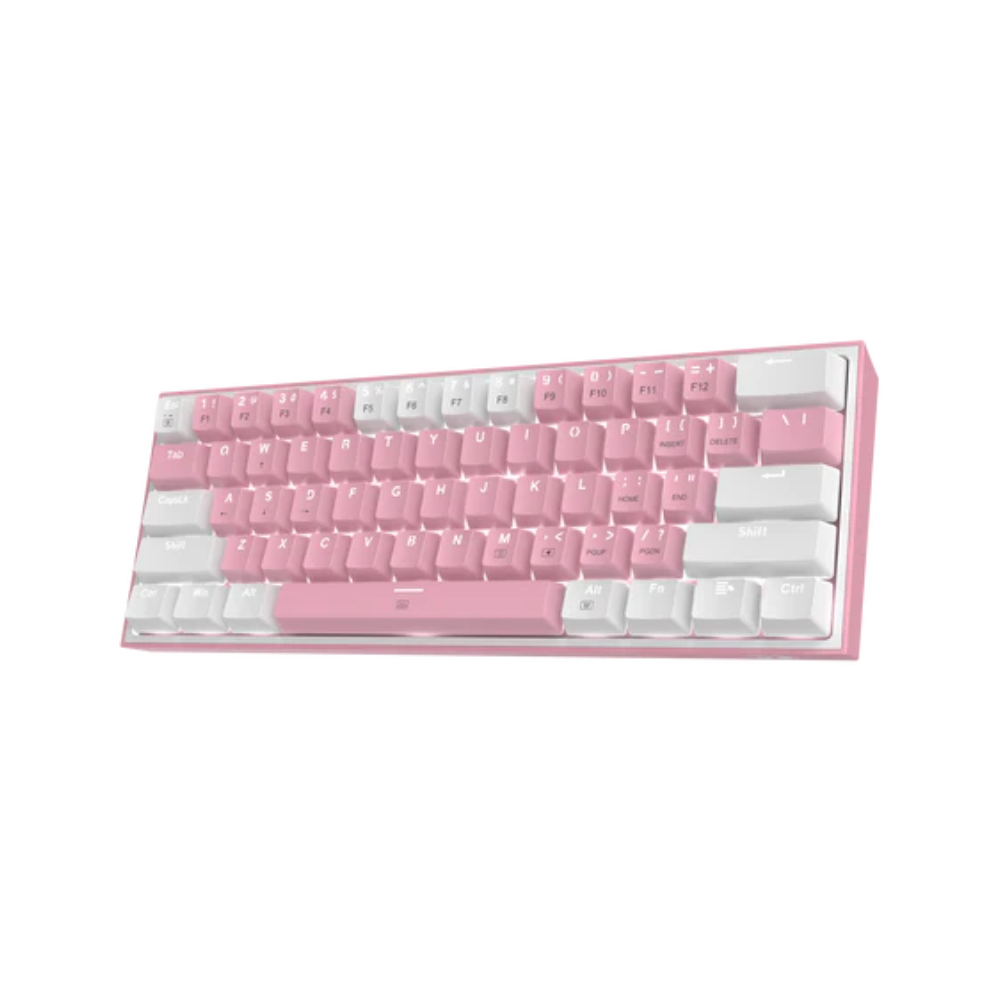KEYBOARD REDRAGON FIZZ K617 WIRED MECH RED SWIT WHITE PINK - watanimall
